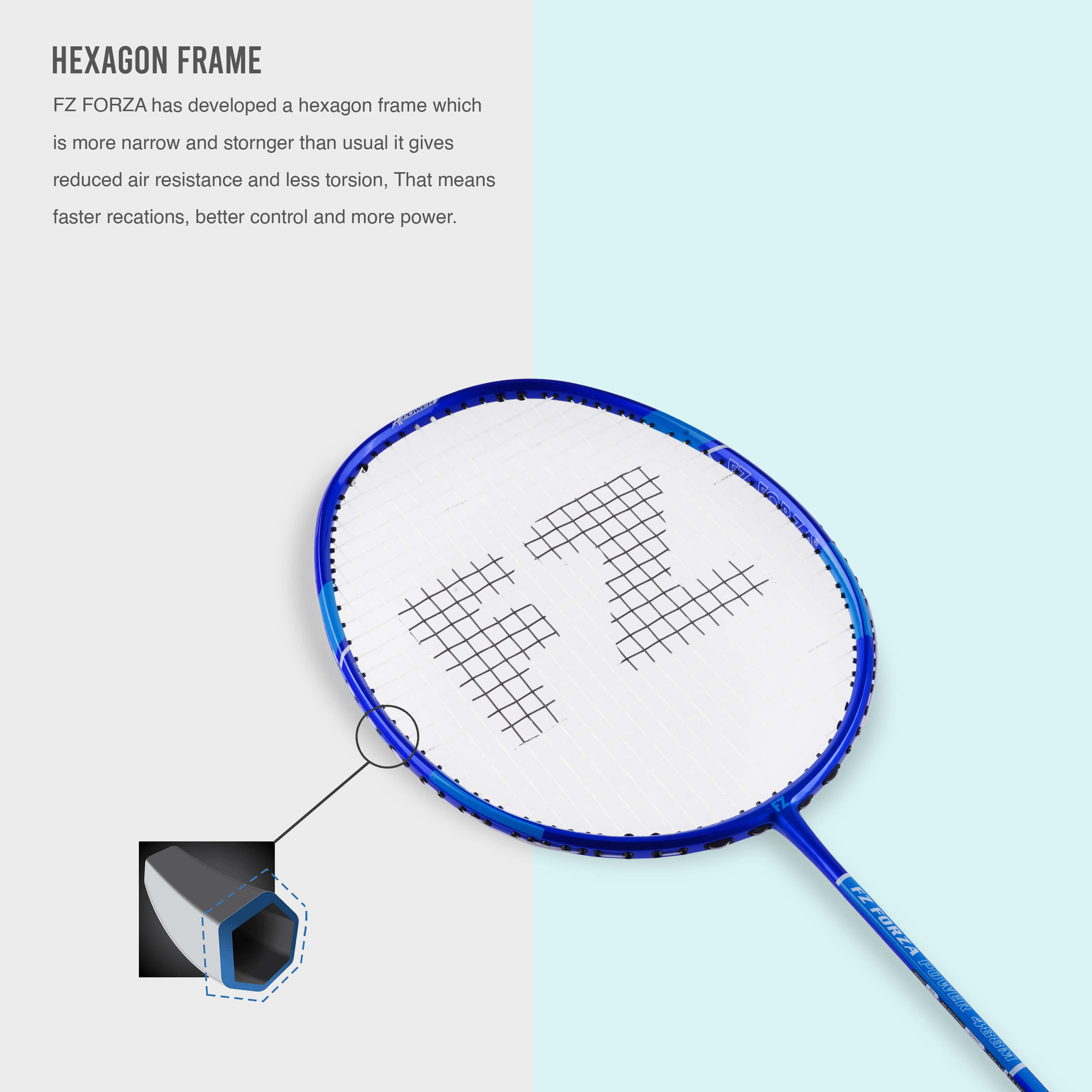 Power 488M Strung Badminton Racket in Blue | Superior Performance ...